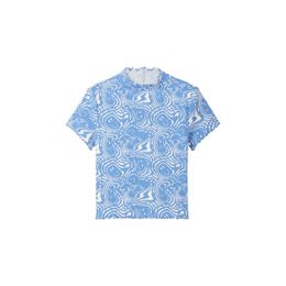 Tom Tailor Mädchen Cropped T-Shirt mit Bio-Baumwolle, blau, Allover Print, Gr. 140