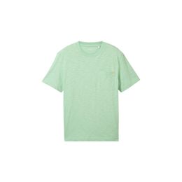 Tom Tailor Herren Basic T-Shirt in Melange Optik, grün, Melange Optik, Gr. XL