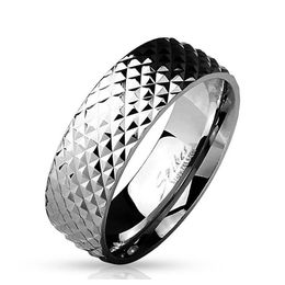 BUNGSA Fingerring Ring Pyramidenoptik Silber aus Edelstahl Herren (Ring