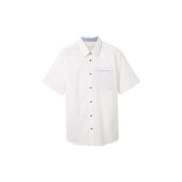 Tom Tailor Herren Kurzarmhemd mit Print, weiß, Allover Print, Gr. XL