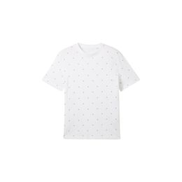 Tom Tailor Denim Herren T-Shirt mit Allover Print, weiß, Allover Print, Gr. XL