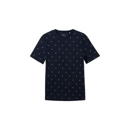 Tom Tailor Denim Herren T-Shirt mit Allover Print, blau, Allover Print, Gr. XL