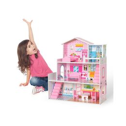 BlingBin Puppenhaus Spielset aus Holz mit Möbeln und Zubehör Traumhaus-Spielzeugset