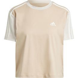 Adidas T-Shirt, cropped, Baumwolle, für Damen, beige, XS