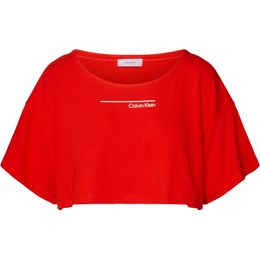 Calvin Klein T-Shirt, Logo-Print, cropped, für Damen, rot, XS