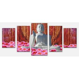 wandmotiv24 Mehrteilige Bilder Weiß Sitzende Buddha-Statue