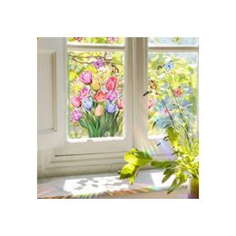 AUKUU Wandtattoo 30*40cm Bunter Tulpen Fensteraufkleber Schmetterling