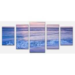 wandmotiv24 Mehrteilige Bilder Strand Wellen bei Sonnenuntergang