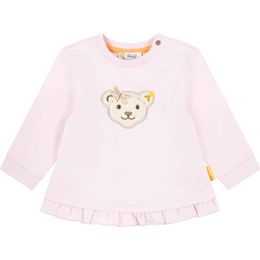 Steiff Sweatshirt "Blosso", Rüschensaum, Druckknopf, für Babys und Kleinkinder, rosa, 80
