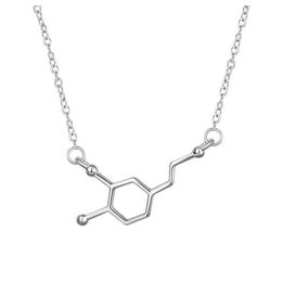 Houhence Kette mit Anhänger Serotonin Molekül Kette 925 Sterling Silber Chemie Glück Halskette