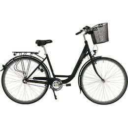 HAWK Bikes Cityrad HAWK City Wave Premium Plus Black, 3 Gang Shimano Nexus Schaltwerk, für Damen und Herren, schwarz