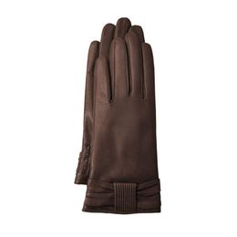 Gretchen Lederhandschuhe Bow Gloves mit kuscheligem Kaschmir-Futter, braun