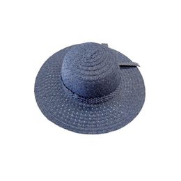 Chaplino Strohhut mit gepunktetem Hutband, blau