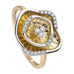 Jobo Diamantring Ring mit 23 Diamanten, 585 Gold bicolor, gelb|goldfarben