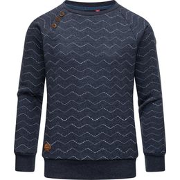 Ragwear Sweater Darinka Zig Zag stylisches Mädchen Sweatshirt mit Zick-Zack-Muster, blau