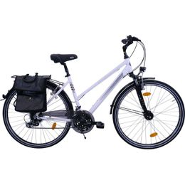 Performance Trekkingrad, 24 Gang Shimano ACERA RDM360 Schaltwerk, Kettenschaltung, für Damen, Kettenschaltung, weiß