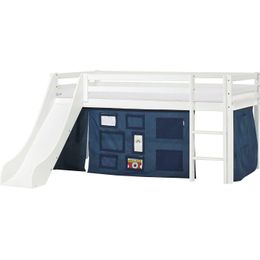 Hoppekids Hochbett «Creator Orion Blue» Rutsche & Vorhang Blau und viel Auswahl, blau