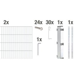 Alberts Gabionenzaun Gabionen-Anbauset Step², (Set), feuerverzinkt, Höhe: 100 und 180cm, Breite: 2m, zum Einbetonieren, silberfarben