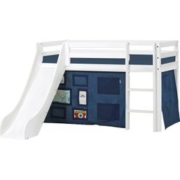 Hoppekids Hochbett «Creator Orion Blue» Rutsche & Vorhang Blau und viel Auswahl, blau