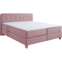 Home Affaire Boxspringbett Fargo, inkl. Topper, in 3 Matratzenarten, viele Farben, in 6 Breiten, rosa