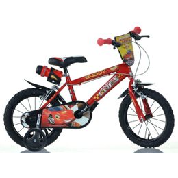 DINO Kinderfahrrad Cars Buddy, 1 Gang, mit Stützrädern, Trinkflasche und Frontschild, rot