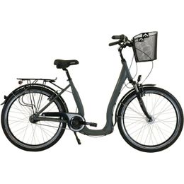 HAWK Bikes Cityrad HAWK City Comfort Deluxe Plus Grey, 7 Gang Shimano Nexus Schaltwerk, grau