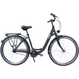 HAWK Bikes Cityrad HAWK City Wave Easy Black, 7 Gang Shimano Nexus Schaltwerk, schwarz