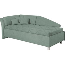 ADA Trendline Schlafsofa Lindsay, Bettkasten, Zierkissen-Set aus: 2 Stk. 40x40cm, 1 Stk. 30x30cm, grün