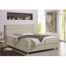 Home Affaire Boxspringbett Caria, in 5 Breiten, 3 Matratzen-Ausführungen, 2 Härtegraden, Topper, beige