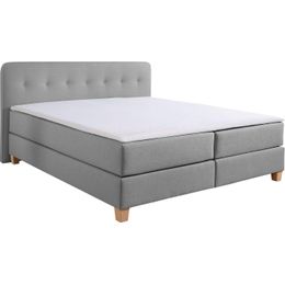 Home Affaire Boxspringbett Fargo, in Überlänge 220 cm, mit Topper, 3 Ausführungen, 4, Breiten, grau