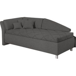 ADA Trendline Schlafsofa Lindsay, Bettkasten, Zierkissen-Set aus: 2 Stk. 40x40cm, 1 Stk. 30x30cm, blau|grau