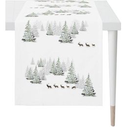 Apelt Tischläufer 4691 CHALET STYLE, Weihnachtsdeko, Weihnachten (1-tlg), Digitaldruck, braun|grau|grün|weiß