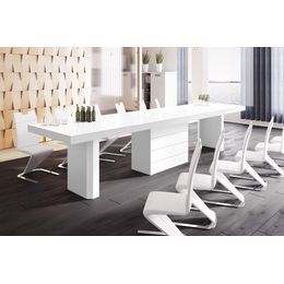 designimpex Esstisch Design Tisch HE-444 Weiß Hochglanz XXL ausziehbar 160 bis 412 cm