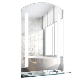 HOMCOM Badspiegel mit Ablage LED Lichtspiegel Badezimmerspiegel Wandspiegel 15W (Modell4) Wasserdich