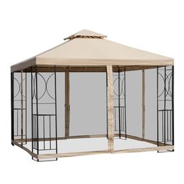 Outsunny Gartenpavillon Pavillon Festzelt Partyzelt mit 4 Ablagen 3 x 3 m