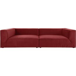 Tom Tailor HOME Big-Sofa BIG CUBE, in 2 Breiten, wahlweise mit Sitztiefenverstellung, Tiefe 129 cm, rot