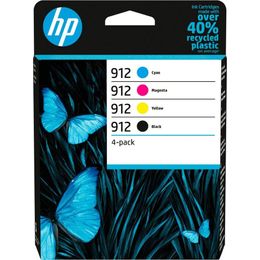 HP 912 4er-Pack Tintenpatrone (Packung, original HP Farbpatrone, Instant Ink, yellow/magenta/cyan/schwarz), bunt|gelb|schwarz