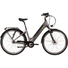 SAXONETTE E-Bike Comfort Plus 4.0, 7 Gang Shimano, Nabenschaltung, Frontmotor, 418 Wh Akku, Pedelec, Elektrofahrrad für Damen u. Herren, Cityrad, Rücktrittsbremse, silberfarben