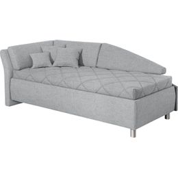 ADA Trendline Schlafsofa Lindsay, Bettkasten, Zierkissen-Set aus: 2 Stk. 40x40cm, 1 Stk. 30x30cm, grau|weiß