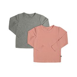 Minymo - Langarmshirt BASIC 2er-Pack in rosa/grau melange, Gr.110