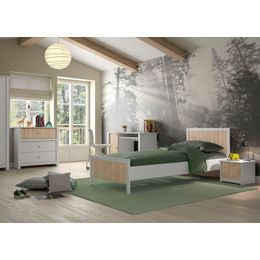 Gami Schlafzimmer-Set Charlie, (4-St), Bett in 2 Breiten erhältlich, beige|weiß