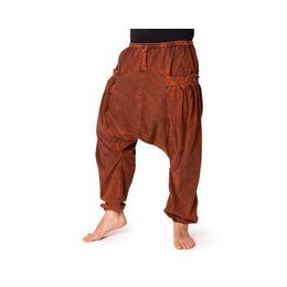 PANASIAM Wellnesshose Chillhose stonewashed im Aladin-Style aus 100% Baumwolle locker geschnittene Boho-Hose mit Taschen Freizeithose für Damen und Herren