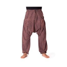 PANASIAM Wellnesshose Chillhose stonewashed im Aladin-Style aus 100% Baumwolle locker geschnittene Boho-Hose mit Taschen Freizeithose für Damen und Herren