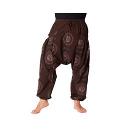 PANASIAM Wellnesshose Chillhose stonewashed im Aladin-Style aus 100% Baumwolle locker geschnittene Boho-Hose mit Taschen Freizeithose für Damen und Herren