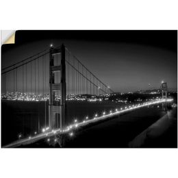 Artland Wandbild Golden Gate Bridge am Abend, San Francisco (1 St), als Alubild, Outdoorbild, Wandaufkleber in verschied. Größen, schwarz