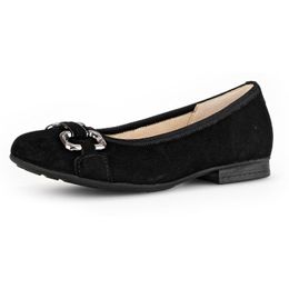 Gabor FLORENZ Ballerina Kitten Heel, Flats mit Schmuckelement, Weite G, schwarz