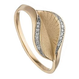 Jobo Fingerring Ring mit 16 Diamanten, 585 Gold, gelb|goldfarben