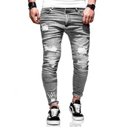 behype Slim-fit-Jeans Dino mit tollen Used-Elementen, grau