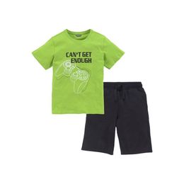 Kidsworld T-Shirt & Bermudas CAN´T GET ENOUGH - Spruch (Set, 2-tlg) Gamer-Print, grün|schwarz