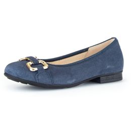 Gabor FLORENZ Ballerina Kitten Heel, Flats mit Schmuckelement, Weite G, blau